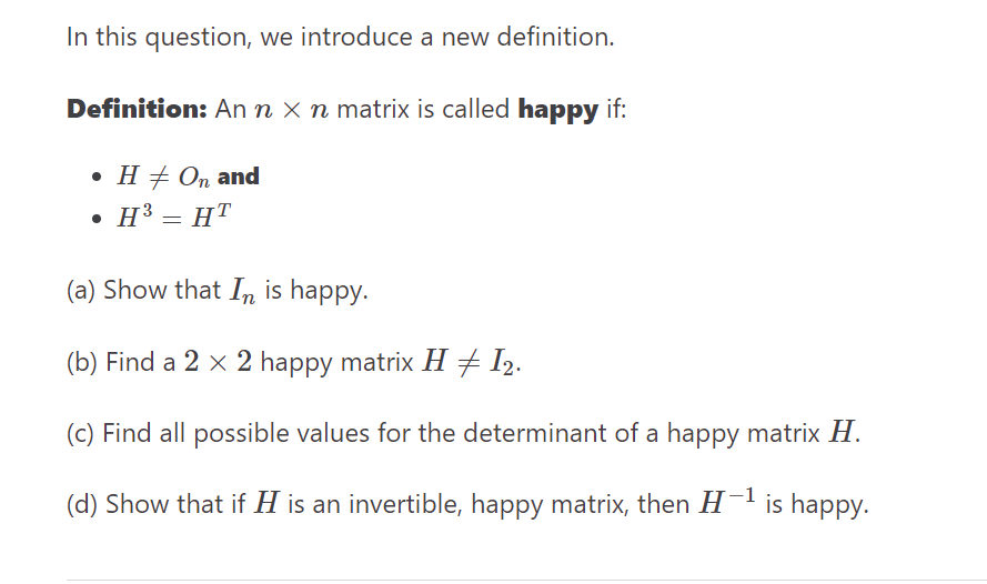 Solved In this question, we introduce a new definition. | Chegg.com