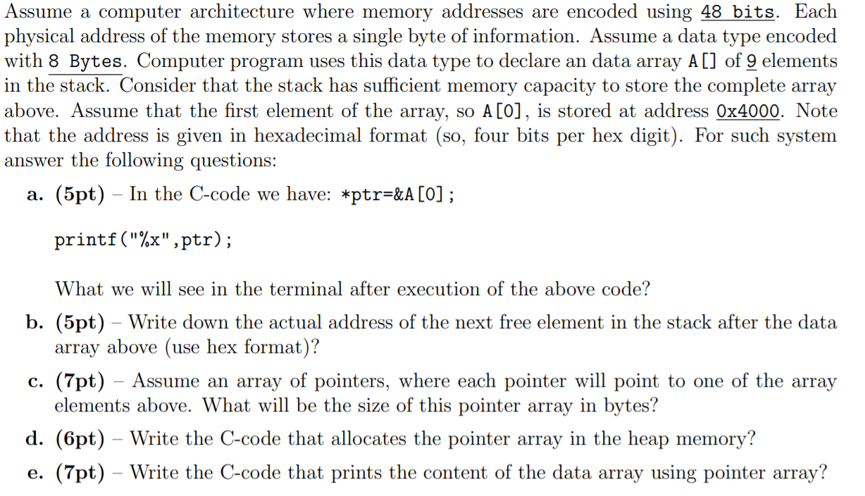Solved Assume a computer architecture where memory addresses | Chegg.com