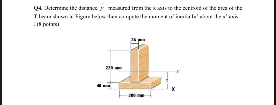 Solved Q4. Determine the distance y measured from the x axis | Chegg.com