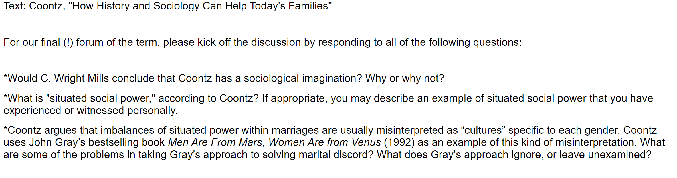 Solved Text: Coontz, "How History and Sociology Can Help | Chegg.com