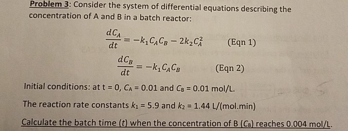 Solved Problem 3: Consider the system of differential | Chegg.com