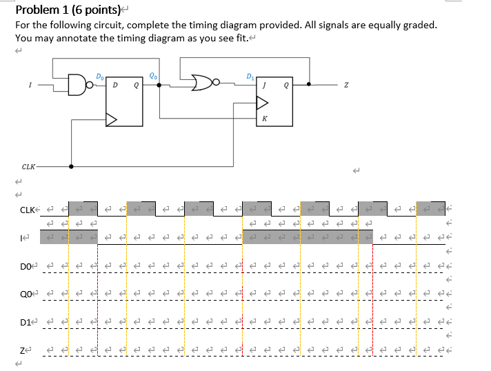 Solved For the following circuit, complete the timing | Chegg.com