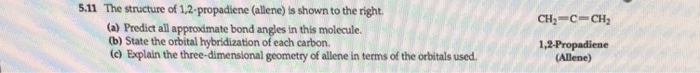 Solved The structure of 1, 2-propadiene (allene) is shown to | Chegg.com