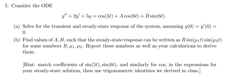 Solved 5. Consider the ODE | Chegg.com