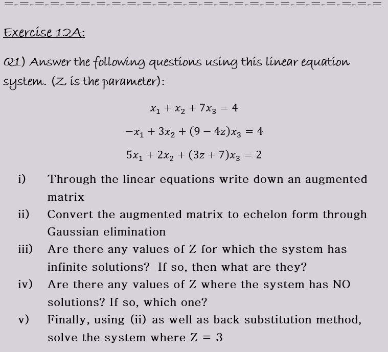 Solved Exercise 12A: Q1) Answer the following questions | Chegg.com