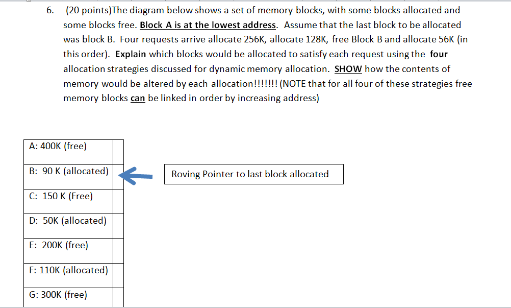 Solved 6. (20 points)The diagram below shows a set of memory | Chegg.com