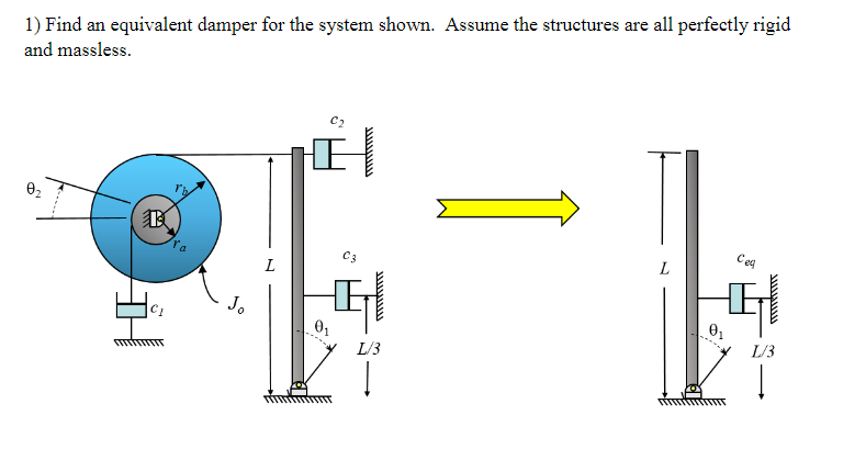 Solved 1) Find an equivalent damper for the system shown. | Chegg.com