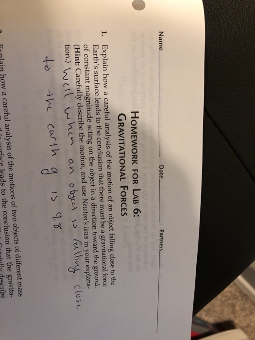 Solved Name Date Partners HoMEWORK FOR LAB 6: GRAVITATIONAL | Chegg.com Solved Name Date Partners HoMEWORK FOR LAB 6: GRAVITATIONAL | Chegg.com