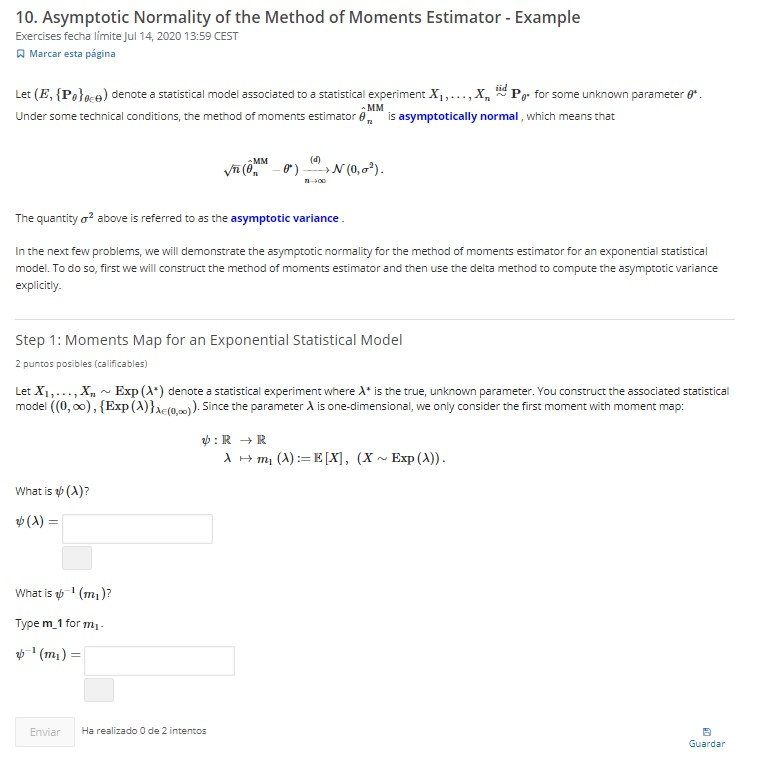 10. Asymptotic Normality of the Method of Moments | Chegg.com