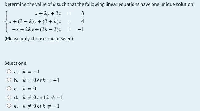 Solved = Determine the value of k such that the following | Chegg.com