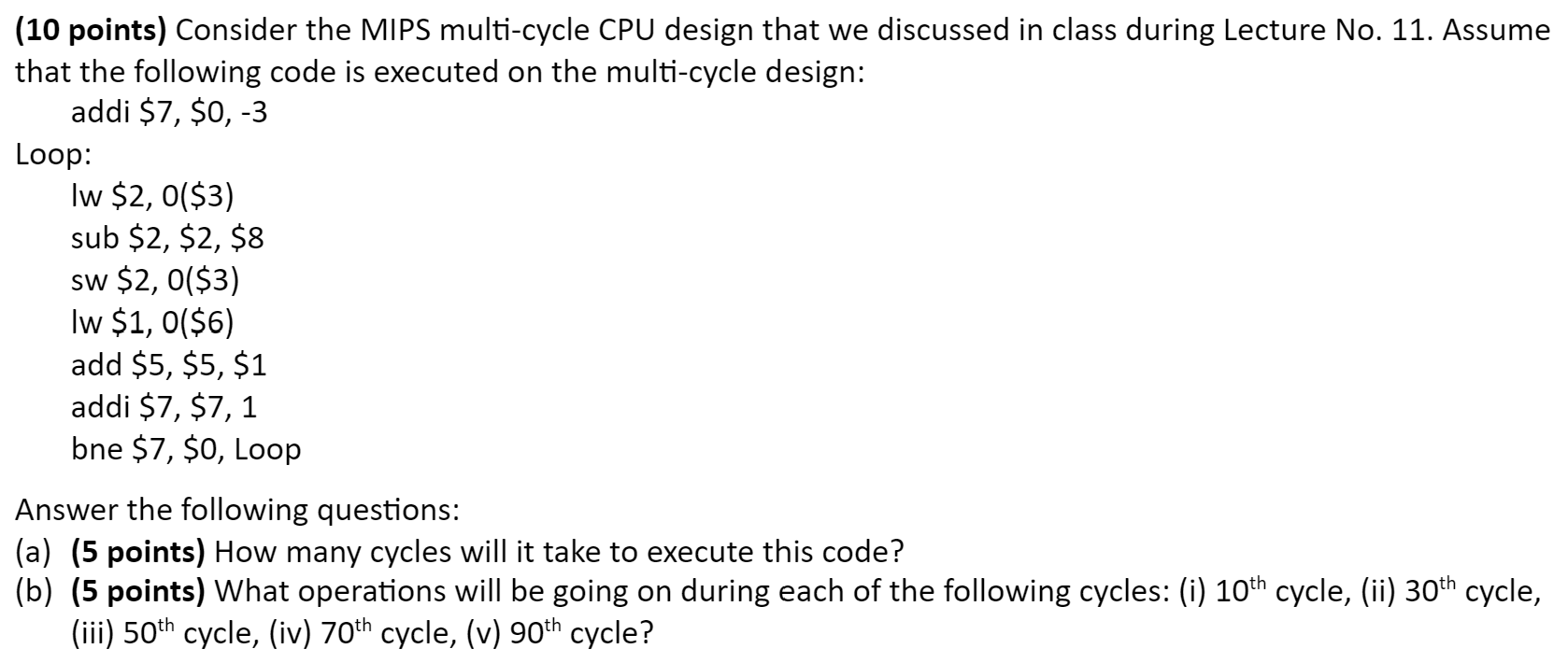 Solved 10 Points Consider The Mips Multi Cycle Cpu Design 