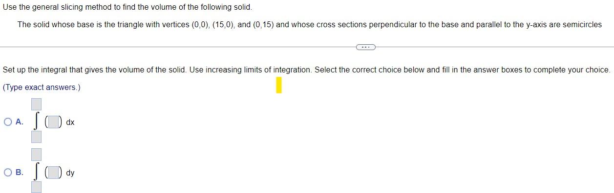 Solved Use the general slicing method to find the volume of | Chegg.com