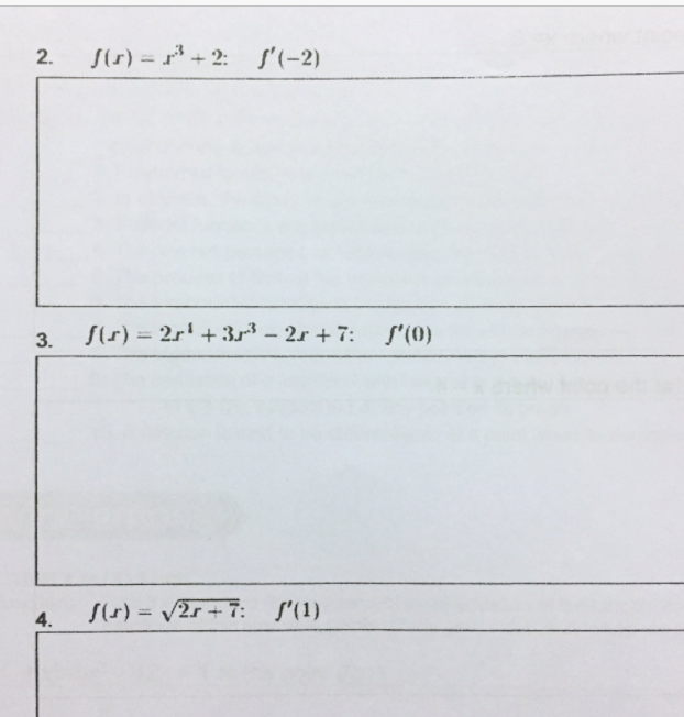 Solved For each of the following functions, find the | Chegg.com