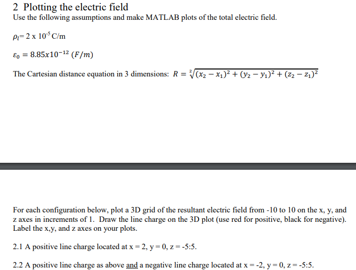 2 Plotting the electric field Use the following | Chegg.com