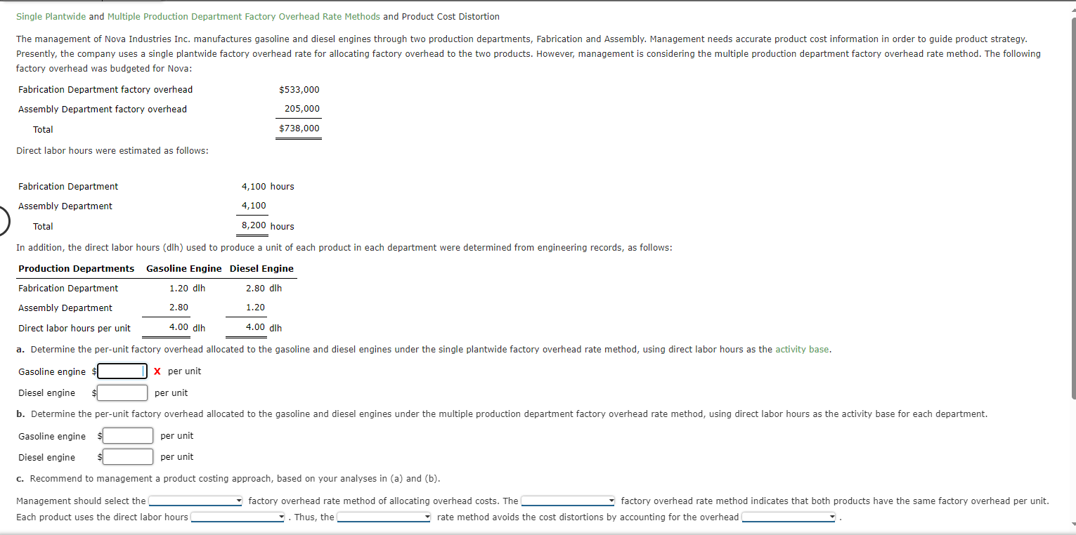 Solved Single Plantwide and Multiple Production Department | Chegg.com