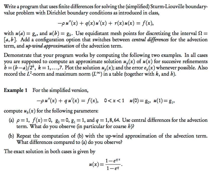 Write a program that uses finite differences for | Chegg.com