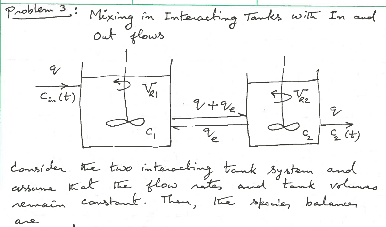 Solved Problem 3: Mixing in Interacting out flows Tanks with | Chegg.com