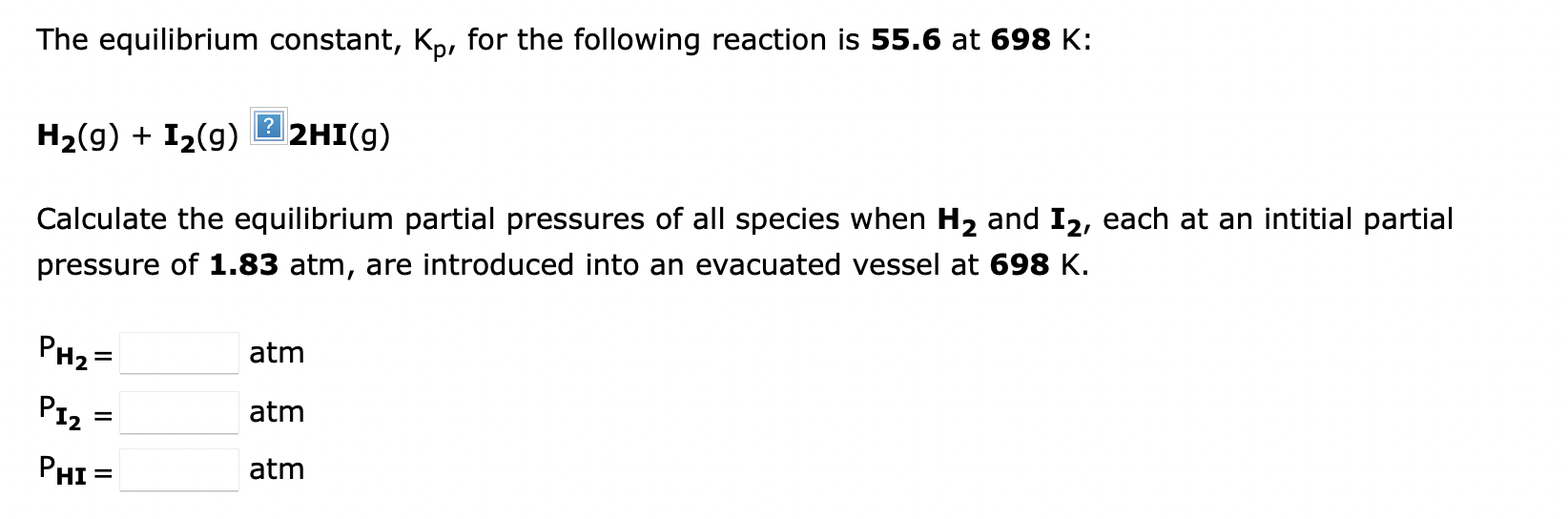 Solved The equilibrium constant, Kp, for the following | Chegg.com