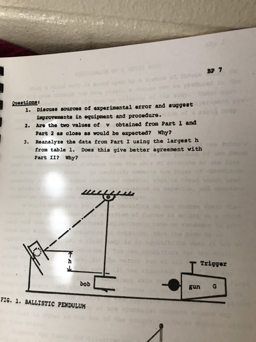 Solved All questions are in reference to the ballistic | Chegg.com