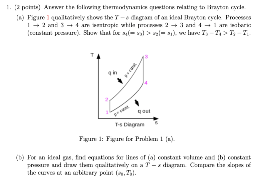 Solved 1. (2 points) Answer the following thermodynamics | Chegg.com