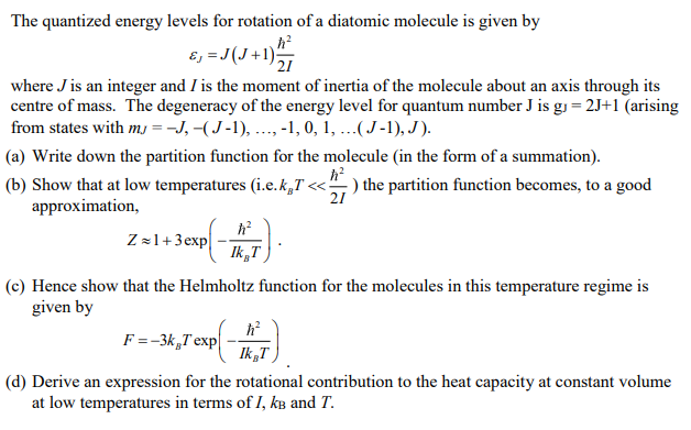 Solved The quantized energy levels for rotation of a | Chegg.com