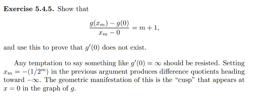Solved Exercise 5.4.5. ﻿Show thatg(xm)-g(0)xm-0=m+1,and use | Chegg.com
