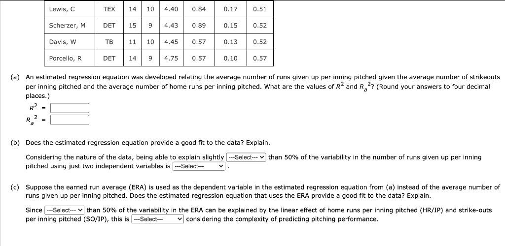 Solved A statistical program is recommended. Major League | Chegg.com