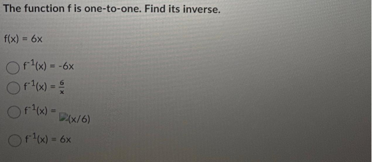 Solved The function f is one-to-one. Find its inverse. | Chegg.com