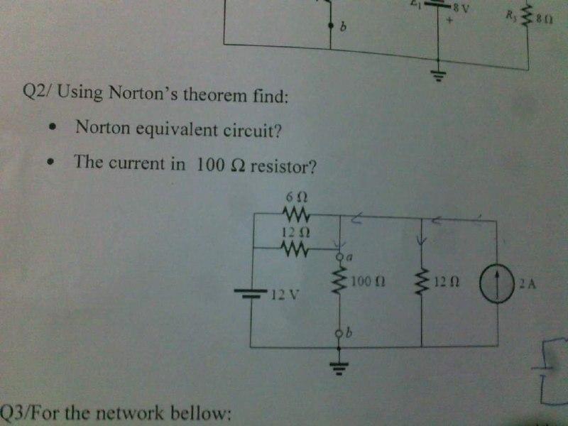 Solved 87 R; 3.80 b Q2/ Using Norton's theorem find: Norton | Chegg.com
