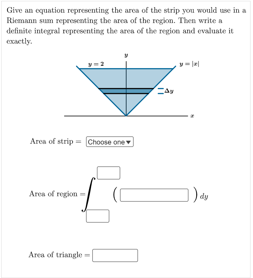 Solved Give an equation representing the area of the strip | Chegg.com