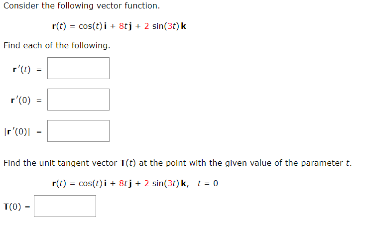 Solved Consider the following vector function. | Chegg.com