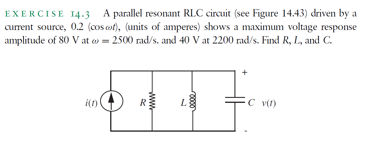 Solved A parallel resonant RLC circuit (see Figure 14.43) | Chegg.com