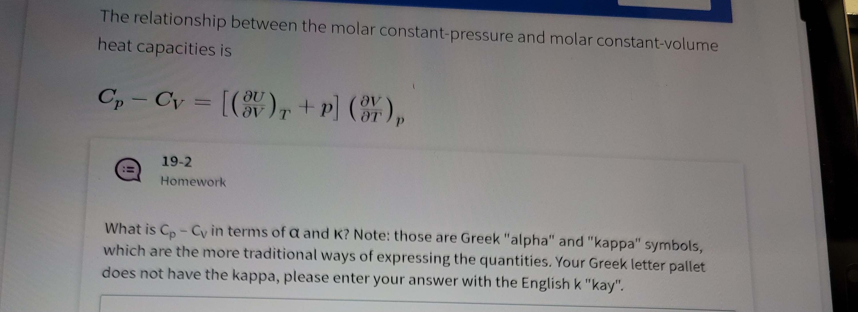 Solved The relationship between the molar constant-pressure | Chegg.com