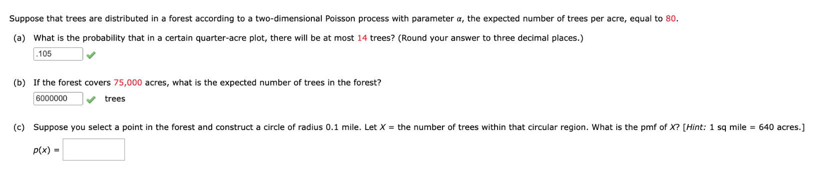Solved Suppose that trees are distributed in a forest | Chegg.com