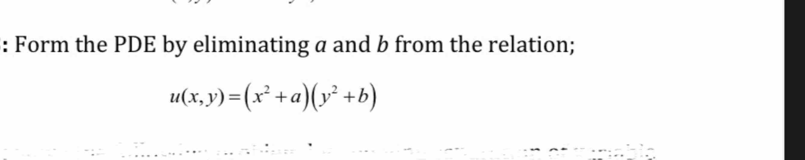 Solved Form the PDE by ﻿eliminating a and b ﻿from the | Chegg.com