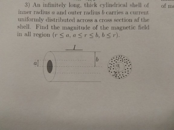 Solved 3) An infinitely long, thick cylindrical shell of of | Chegg.com