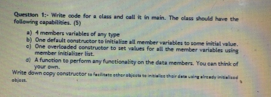 Solved Question 1:- Write code for a class and call it in | Chegg.com