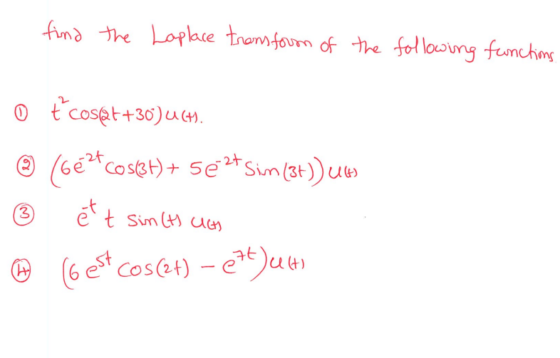 Solved find the Laplace transform of the following | Chegg.com