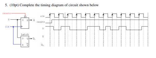 Solved 5. (10pt) Complete the timing diagram of circuit | Chegg.com
