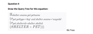 Solved Draw the Query Tree for this equation: | Chegg.com