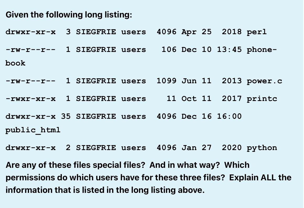 Solved Given the following long listing: drwxr-xr-x 3 | Chegg.com