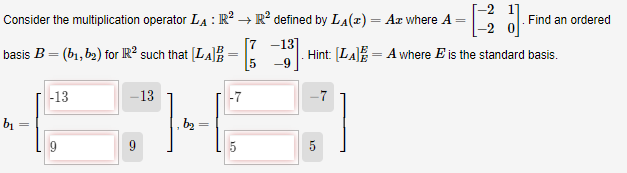 Solved Consider the multiplication operator LA:R2→R2 defined | Chegg.com