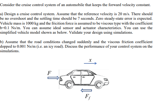 Solved Consider the cruise control system of an automobile | Chegg.com