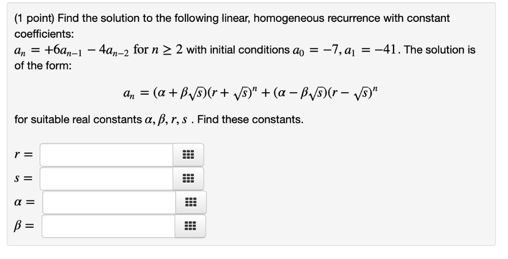 Solved (1 point) Find the solution to the following linear, | Chegg.com