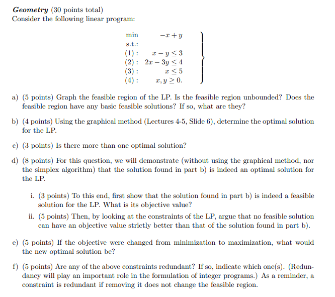 Solved Geometry (30 points total) Consider the following | Chegg.com