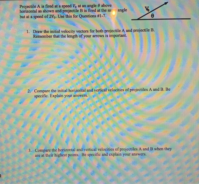 Solved Projectile A is fired at a speed Vo at an angle 0 | Chegg.com