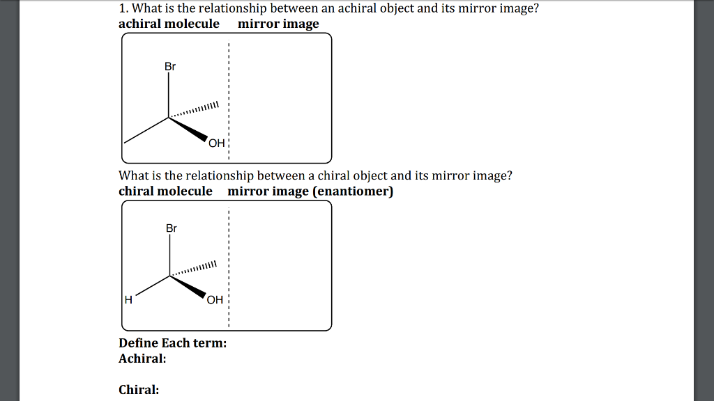 Solved 1. What is the relationship between an achiral object | Chegg.com