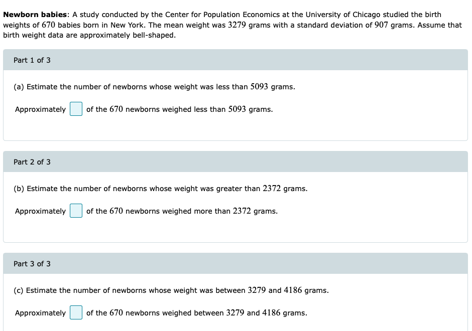 Solved Newborn babies: A study conducted by the Center for | Chegg.com