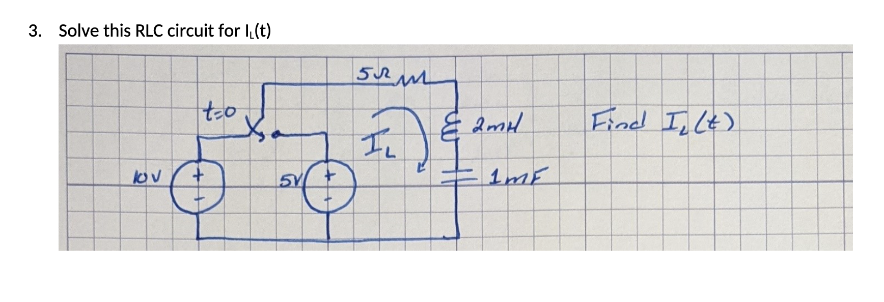 Solved 3. Solve this RLC circuit for IL(t) | Chegg.com