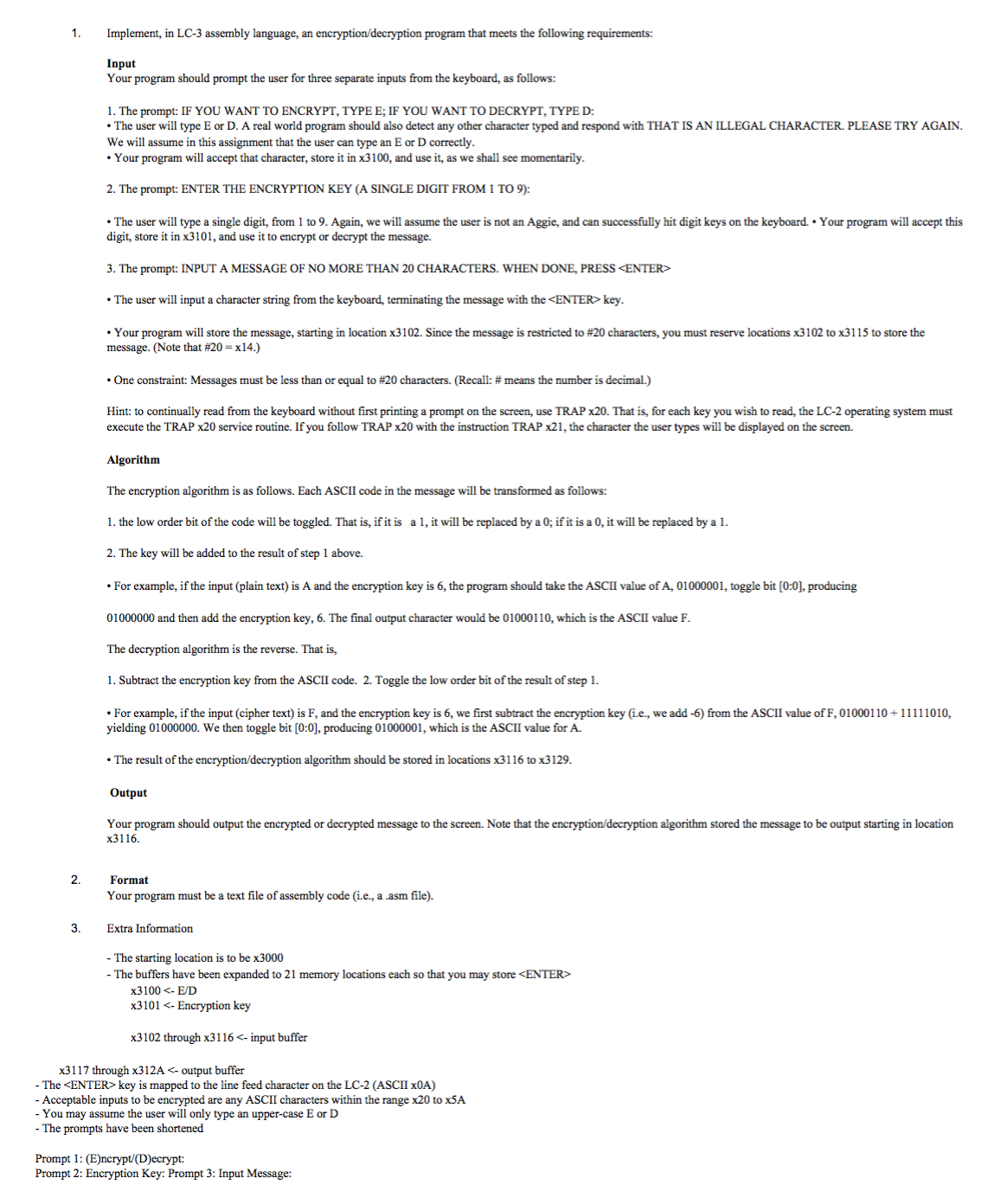 1. Implement, in LC-3 assembly language, an | Chegg.com